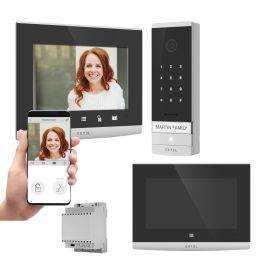 Visiophone double écran filaire et connecté avec digicode intégré ...